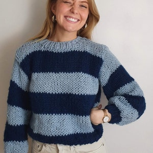 Stripey Seamless Sweater - Beginner Friendly Striped Jumper Chunky ...
