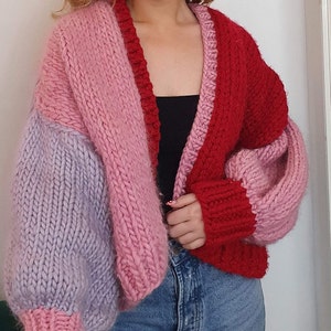 The Ketchup Cardigan Pattern - Super Chunky Colour Block Cardigan - Etsy