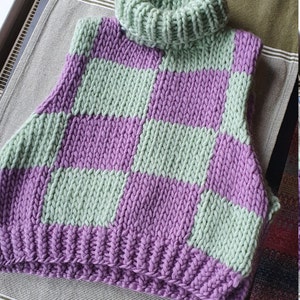 The Vibe Check Vest Pattern (super Chunky Polo Neck Sweater Vest) - Etsy