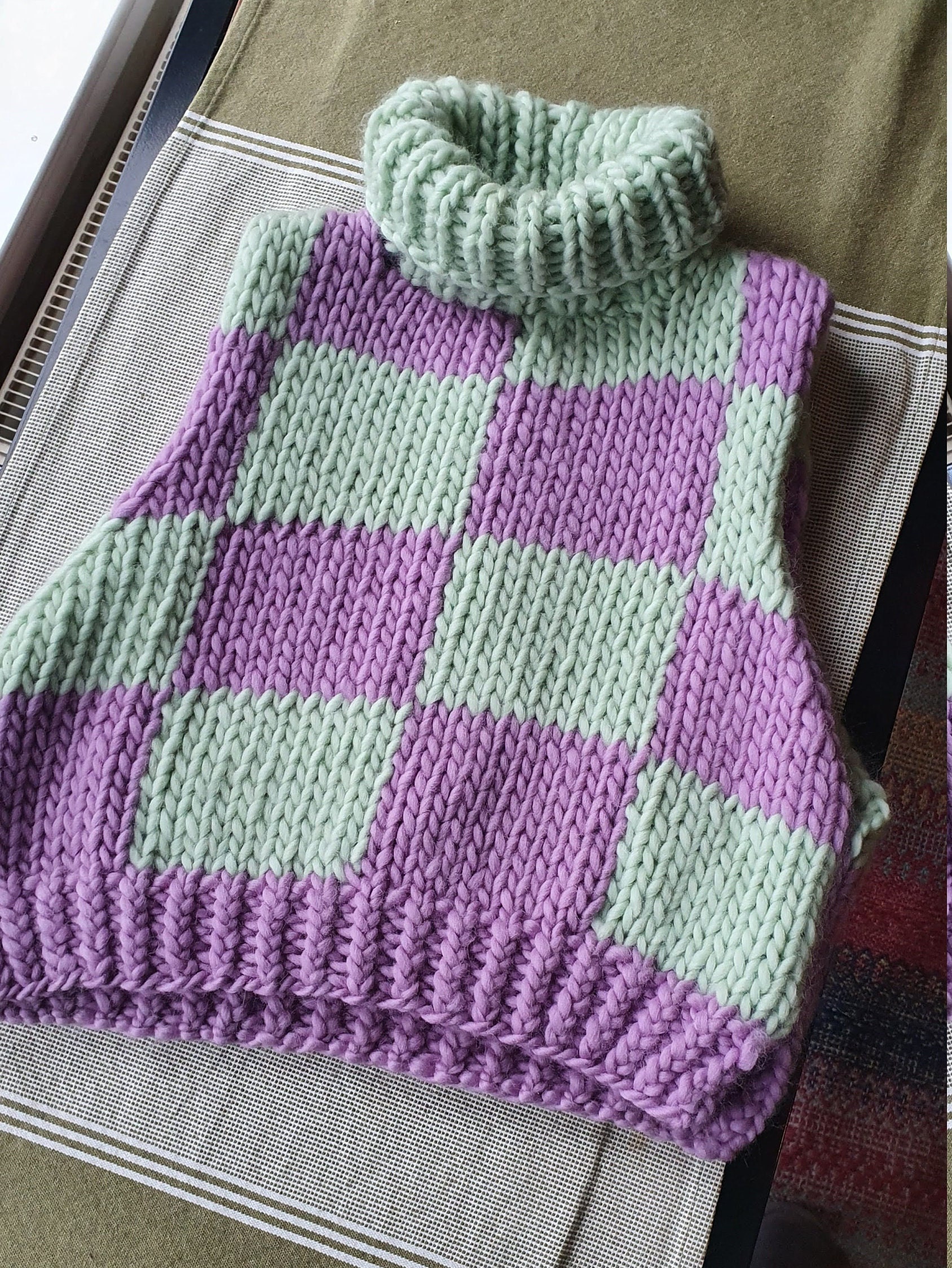 The Vibe Check Vest Pattern (super Chunky Polo Neck Sweater Vest) - Etsy