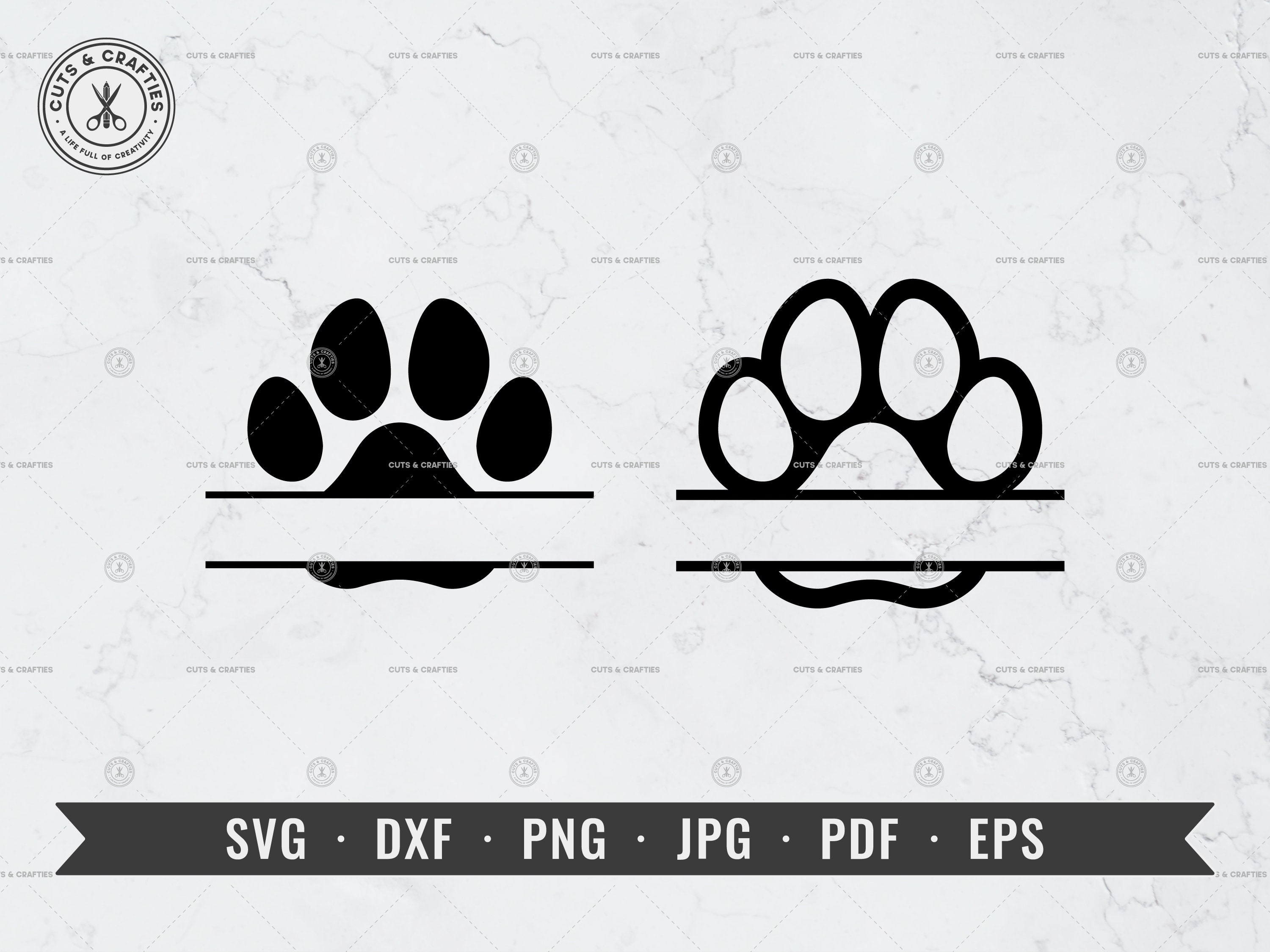Paw Split Monogram Dog Paw Name Frame Svg Dog Name Paw - Etsy