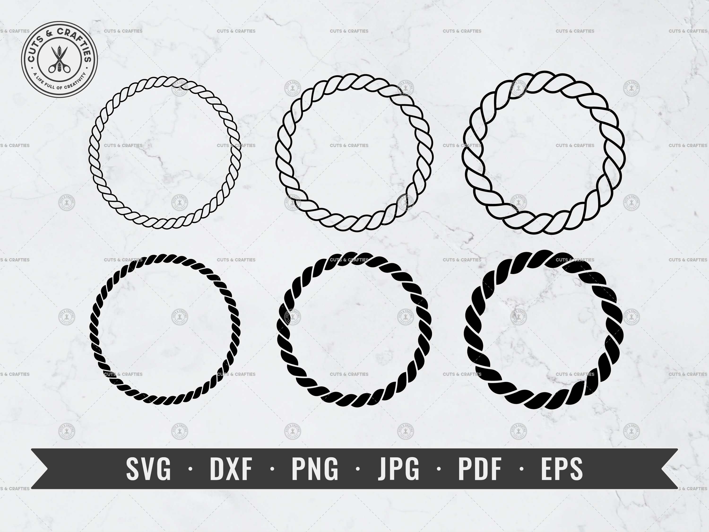 Rope Circle Frame Border Bundle SVG, Rope Wreath SVG, Nautical Frame ...