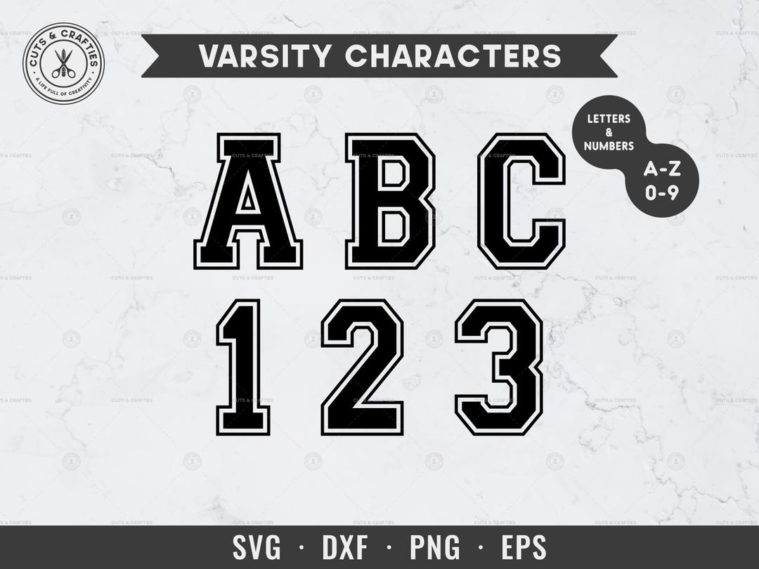 Varsity Alphabet Svg, Letters & Numbers Svg, Varsity Characters Svg ...