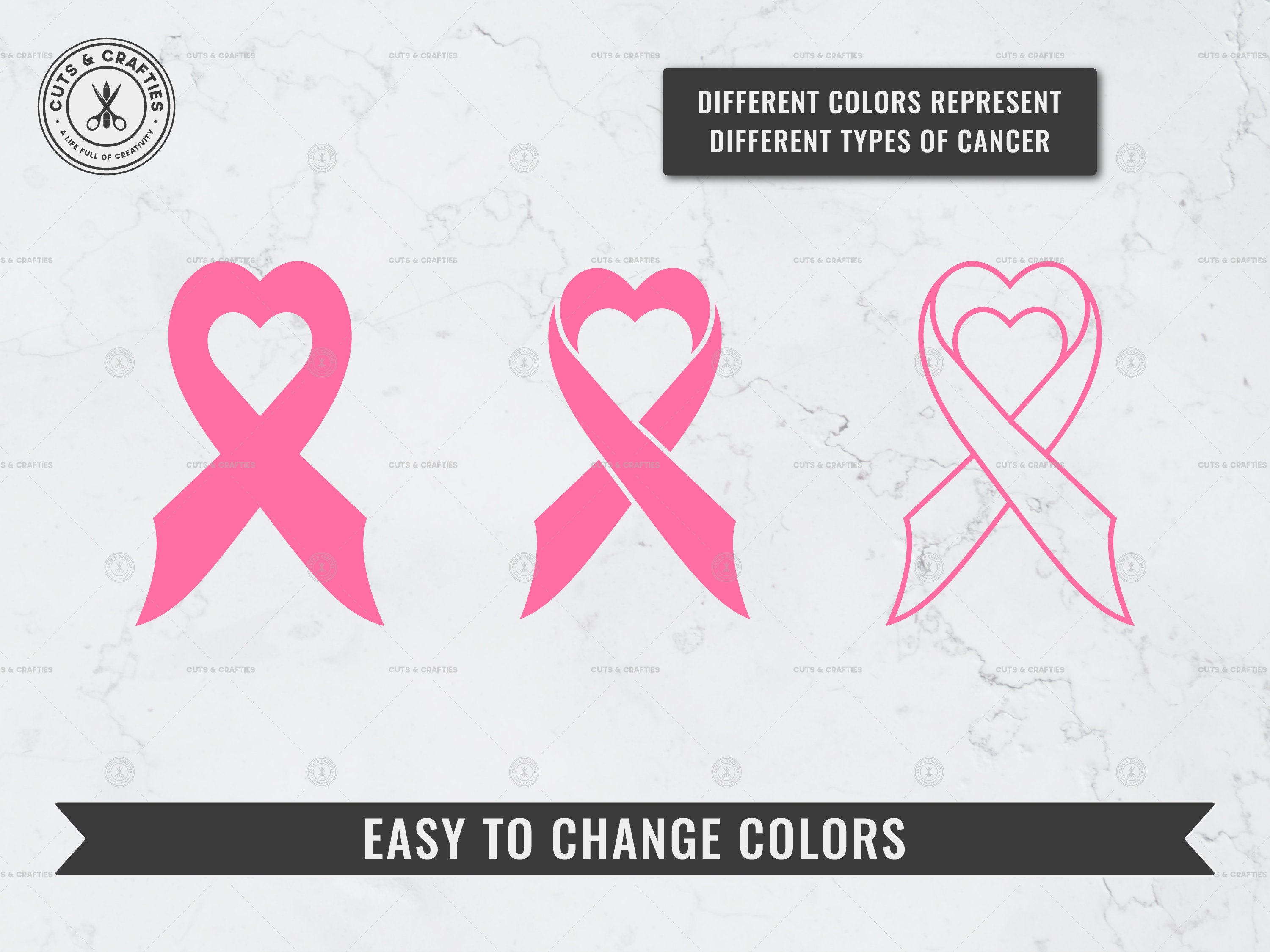 Cancer Heart Ribbon Svg, Awareness Heart Ribbon Svg, Sorrow Ribbon ...