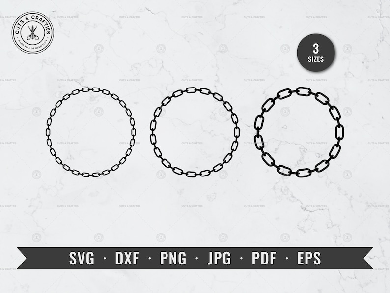 Chain Circle Frame Border Bundle SVG, Round Chain Wreath, Chain Frame ...