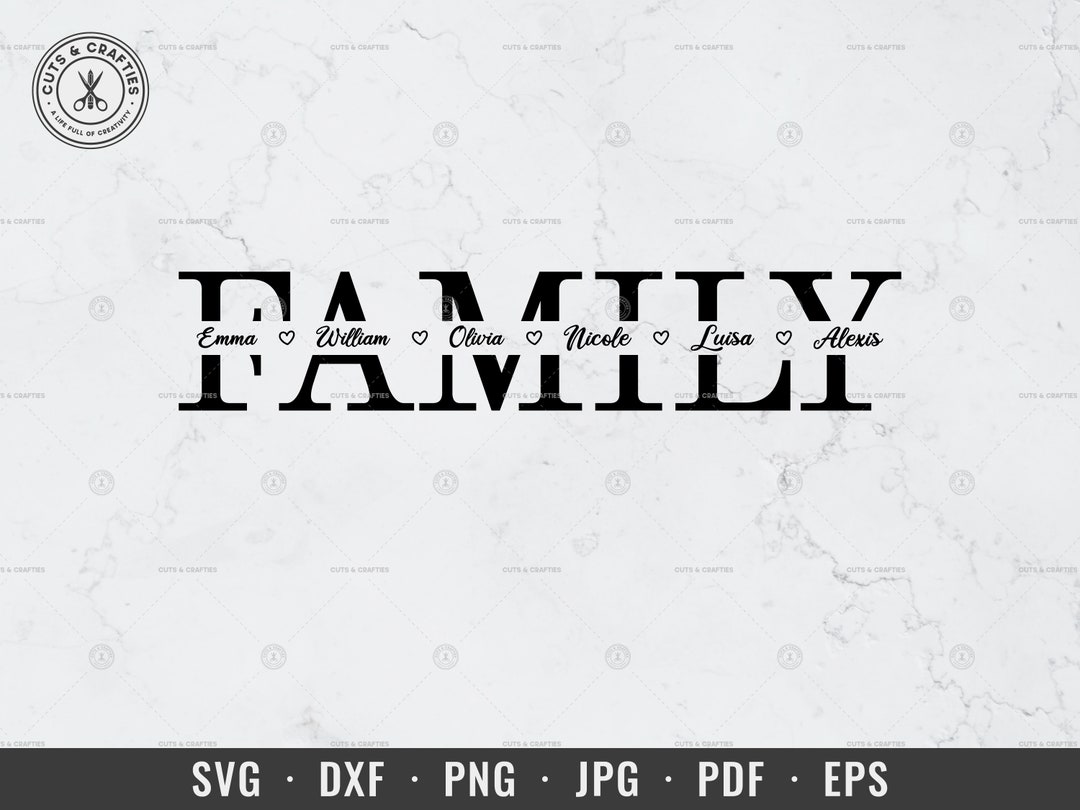 Family Svg, Family Split Name Frame Svg, Family Split Monogram Svg ...