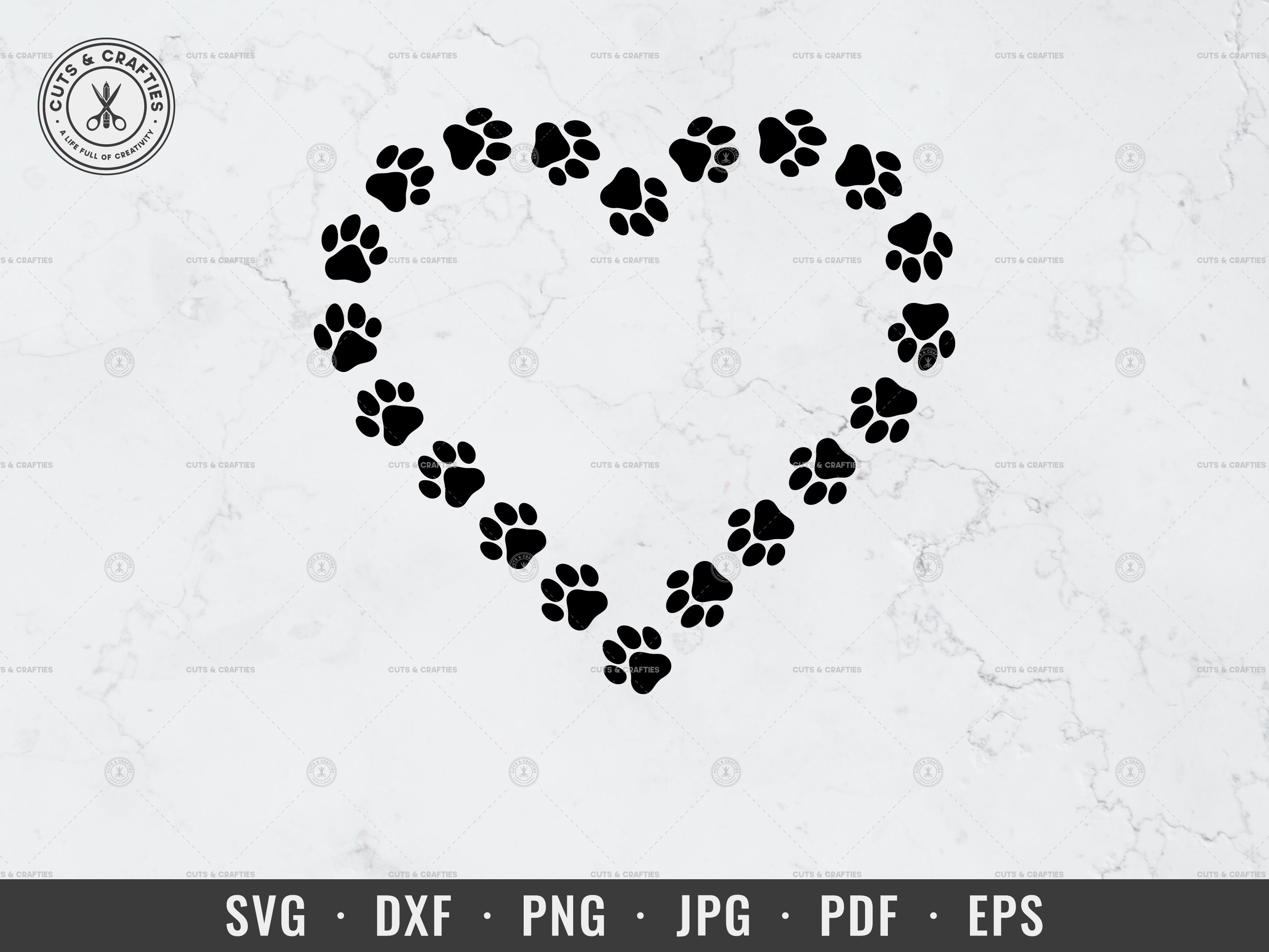 Pfotenabdruck Herz SVG, Hundepfotenabdruck SVG, Hundeliebe SVG, Pfoten ...