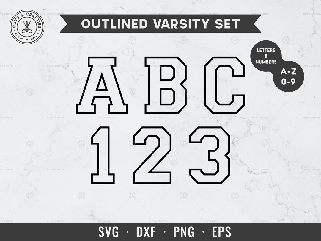 Varsity Outline Alphabet Svg, Varsity Characters Svg, Sport Alphabet ...