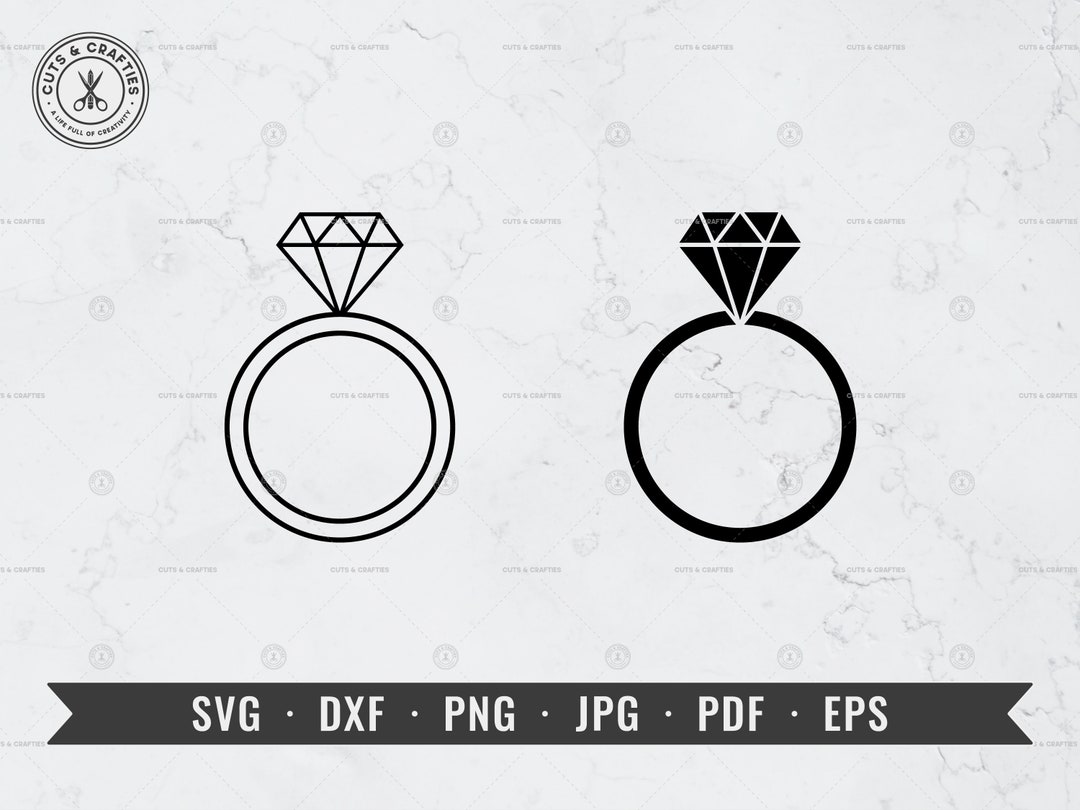 Wedding Ring Svg, Diamond Ring Outline, Engagement Ring, Svg, Dxf, Png ...