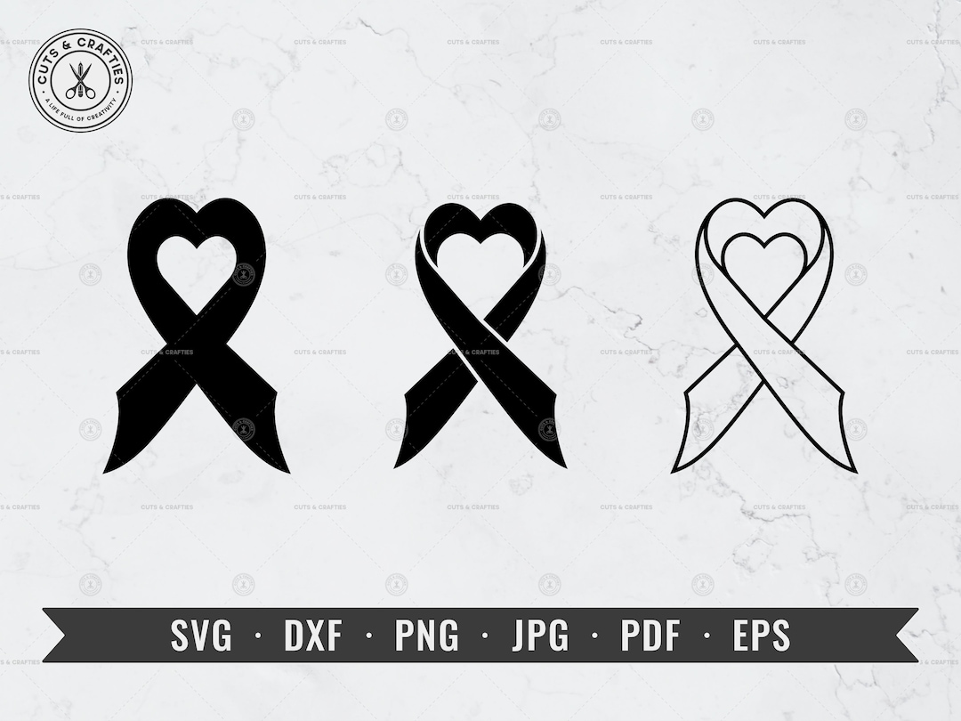 Cancer Heart Ribbon Svg Awareness Heart Ribbon Svg Sorrow Ribbon