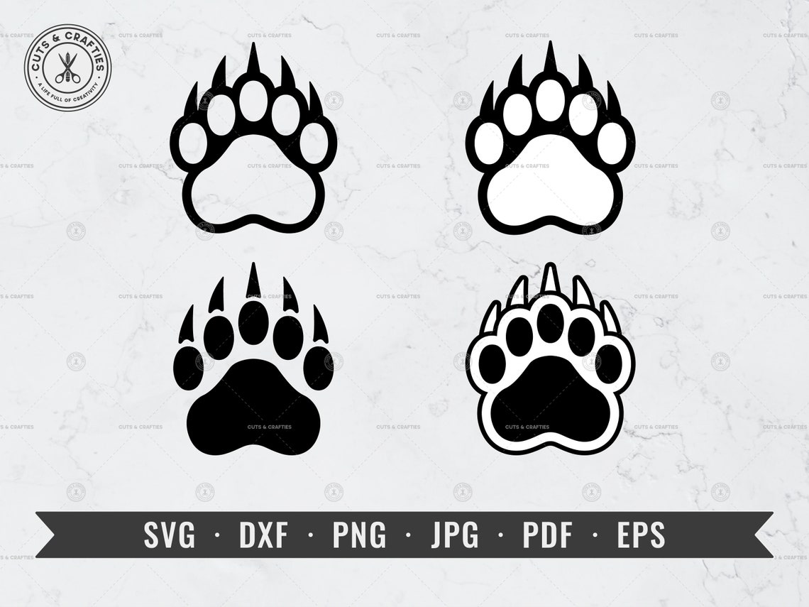 Bear Paw SVG, Paw With Claw SVG, Bear Foot Print Svg, Dxf, Png, Jpg ...