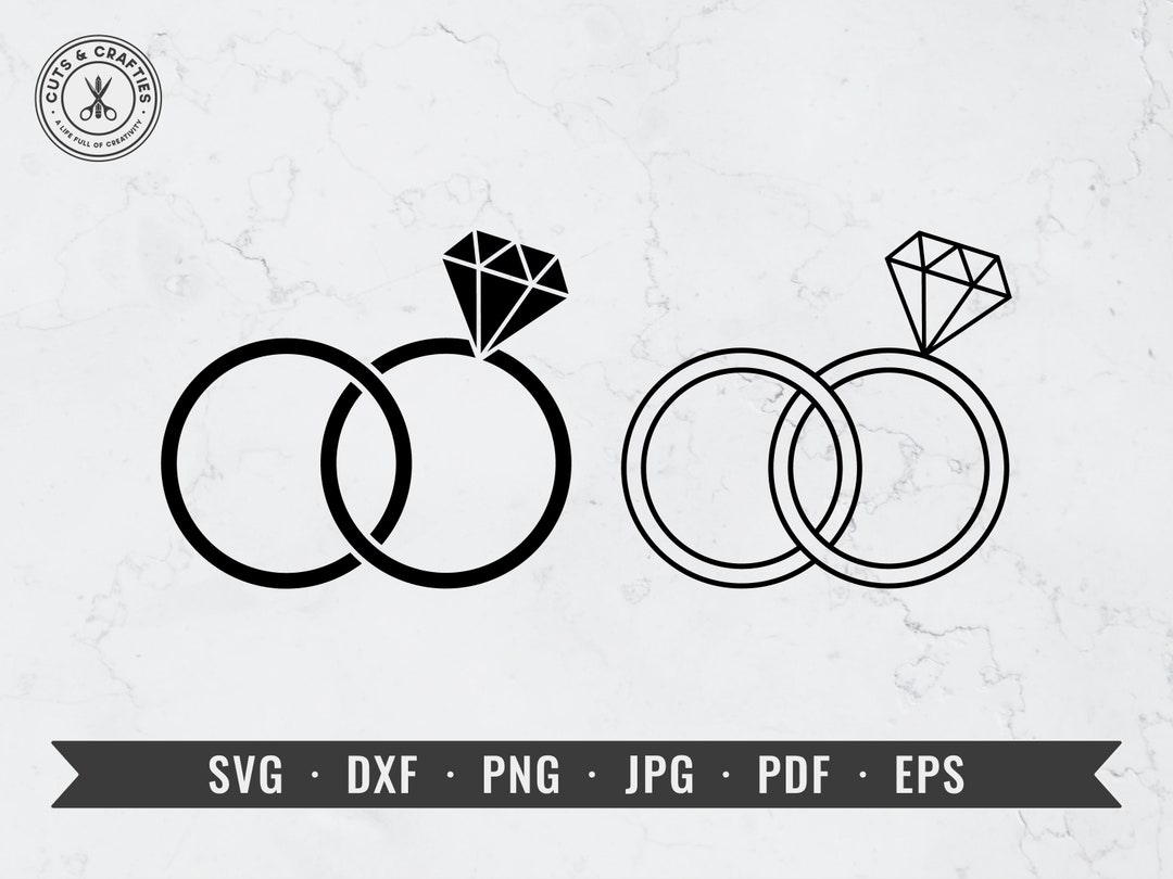 Wedding Rings Svg, Wedding Band Outline Svg, Diamond Rings Svg, Couple ...