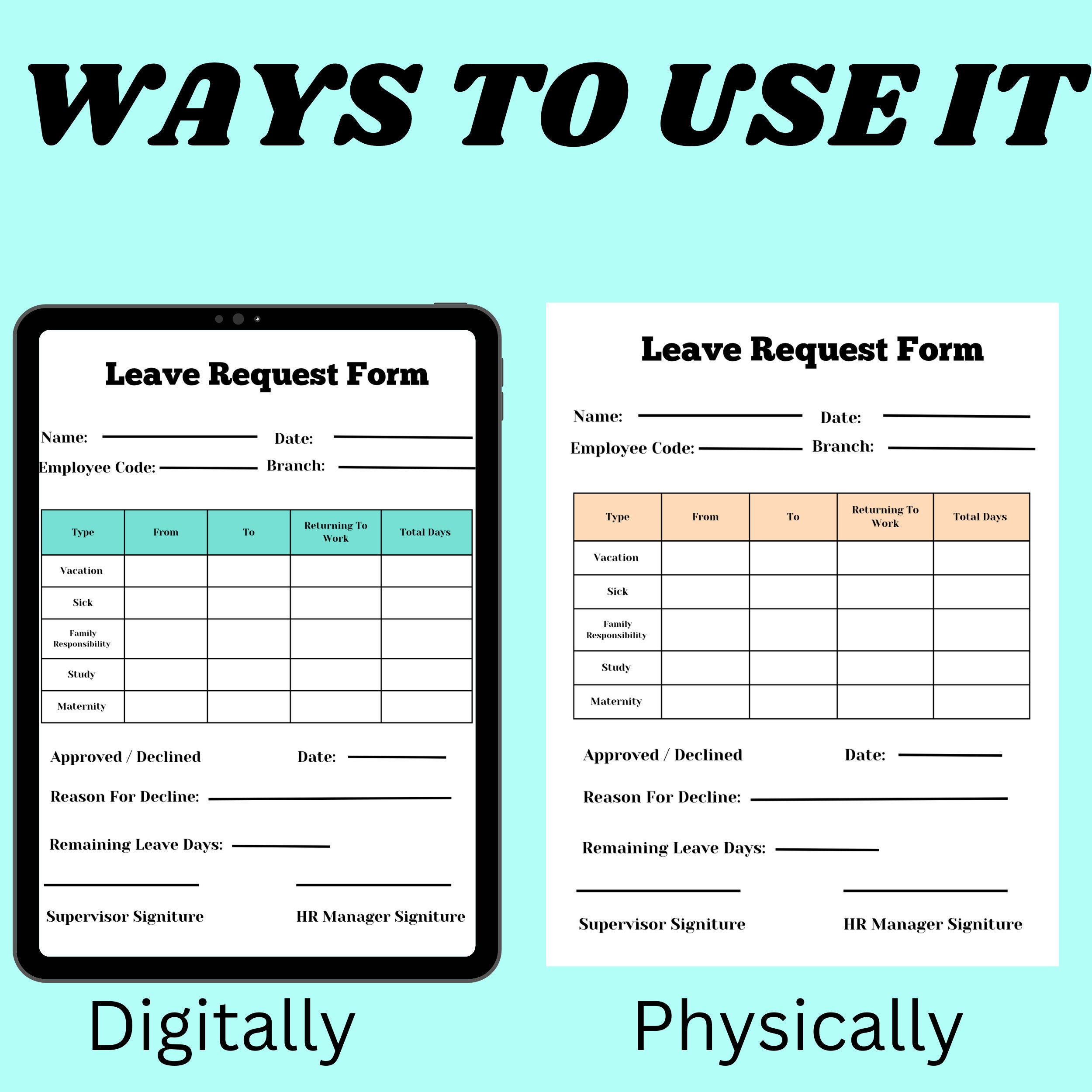 Employee Time off Request Form Leave of Absence Stationary for Small ...