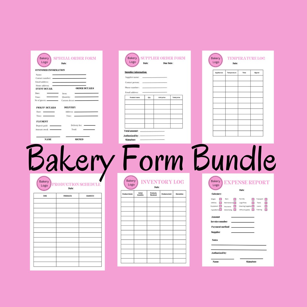 Bakery Forms Bundle Ideal for Small Start up Businesses - Etsy