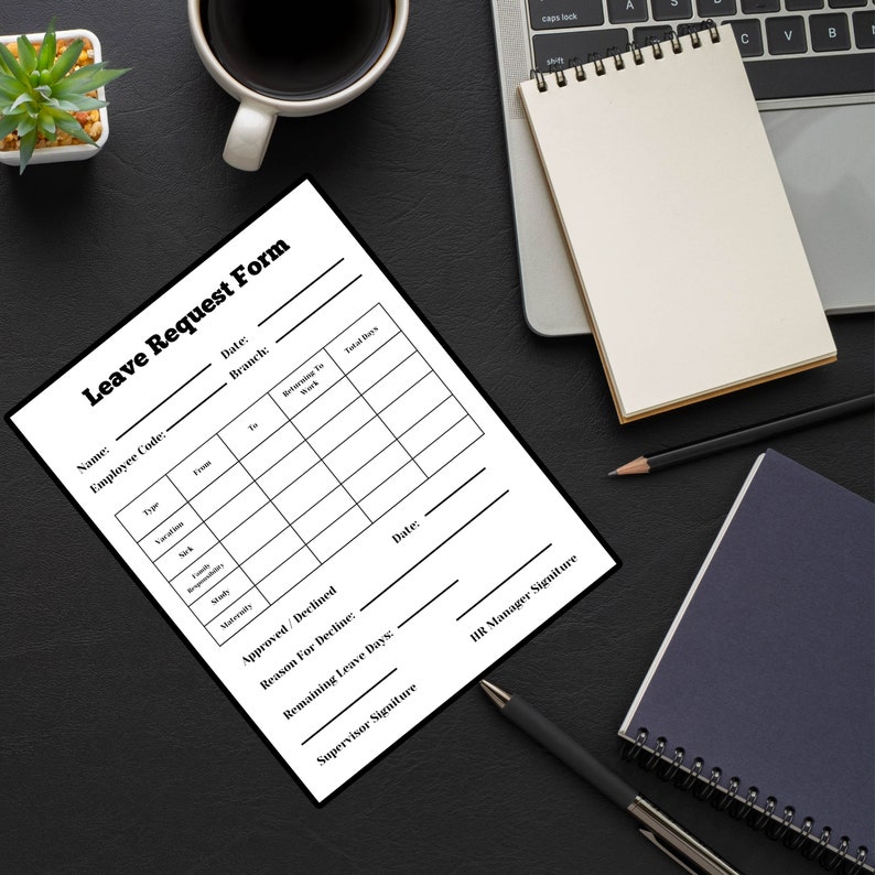 Employee Time off Request Form Leave of Absence Stationary for Small ...