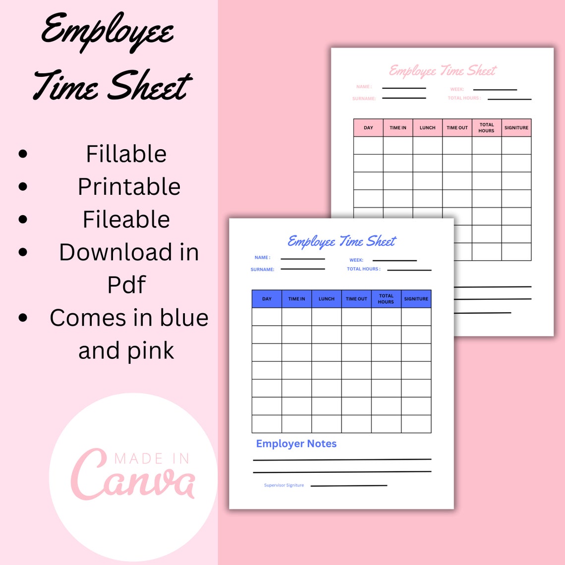 Timesheet Template Timesheet With Daily Log Template Attendance ...