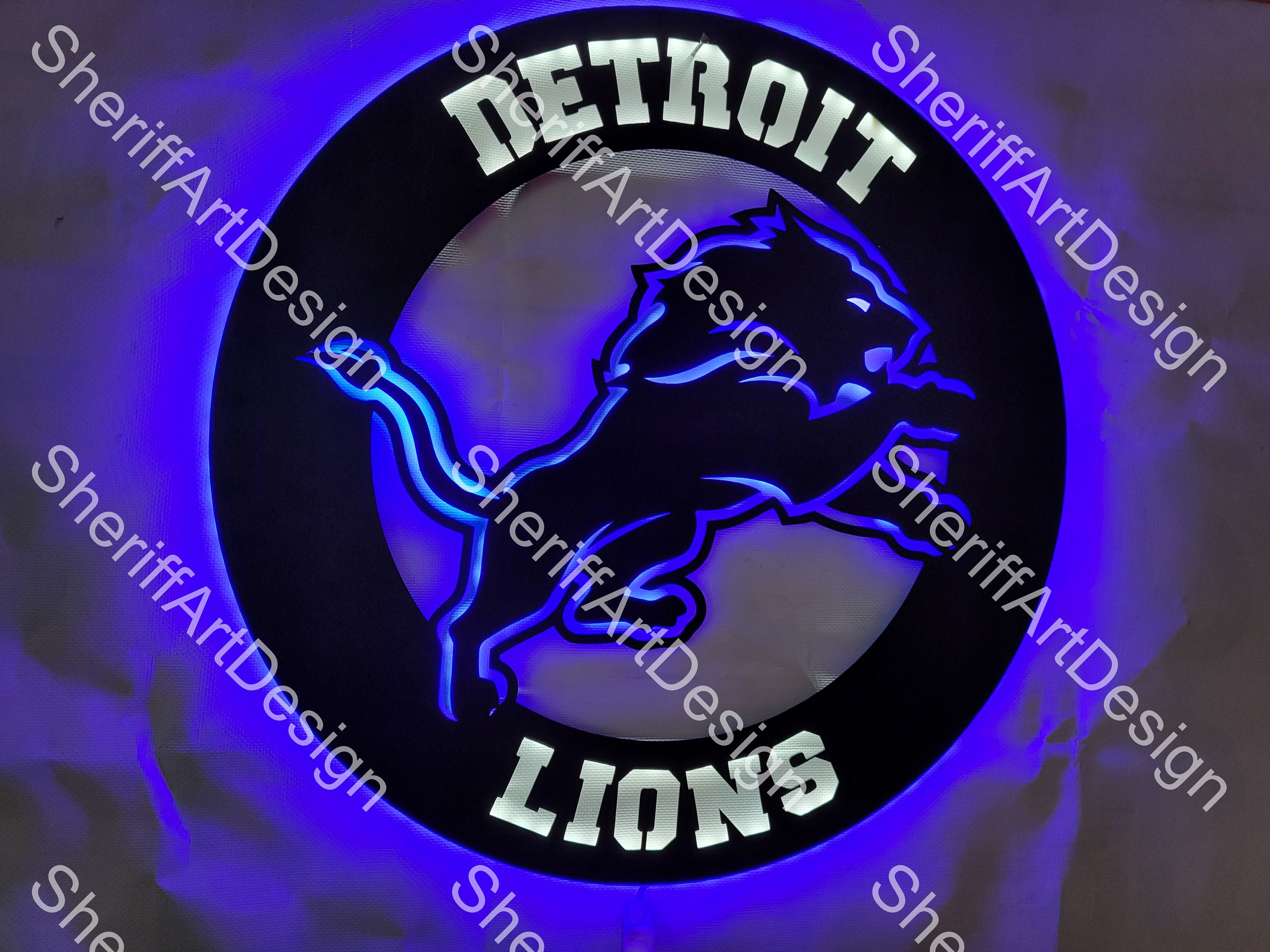 Detroit Lions, American Football Team Sign,steel Led Sign, Mancave ...