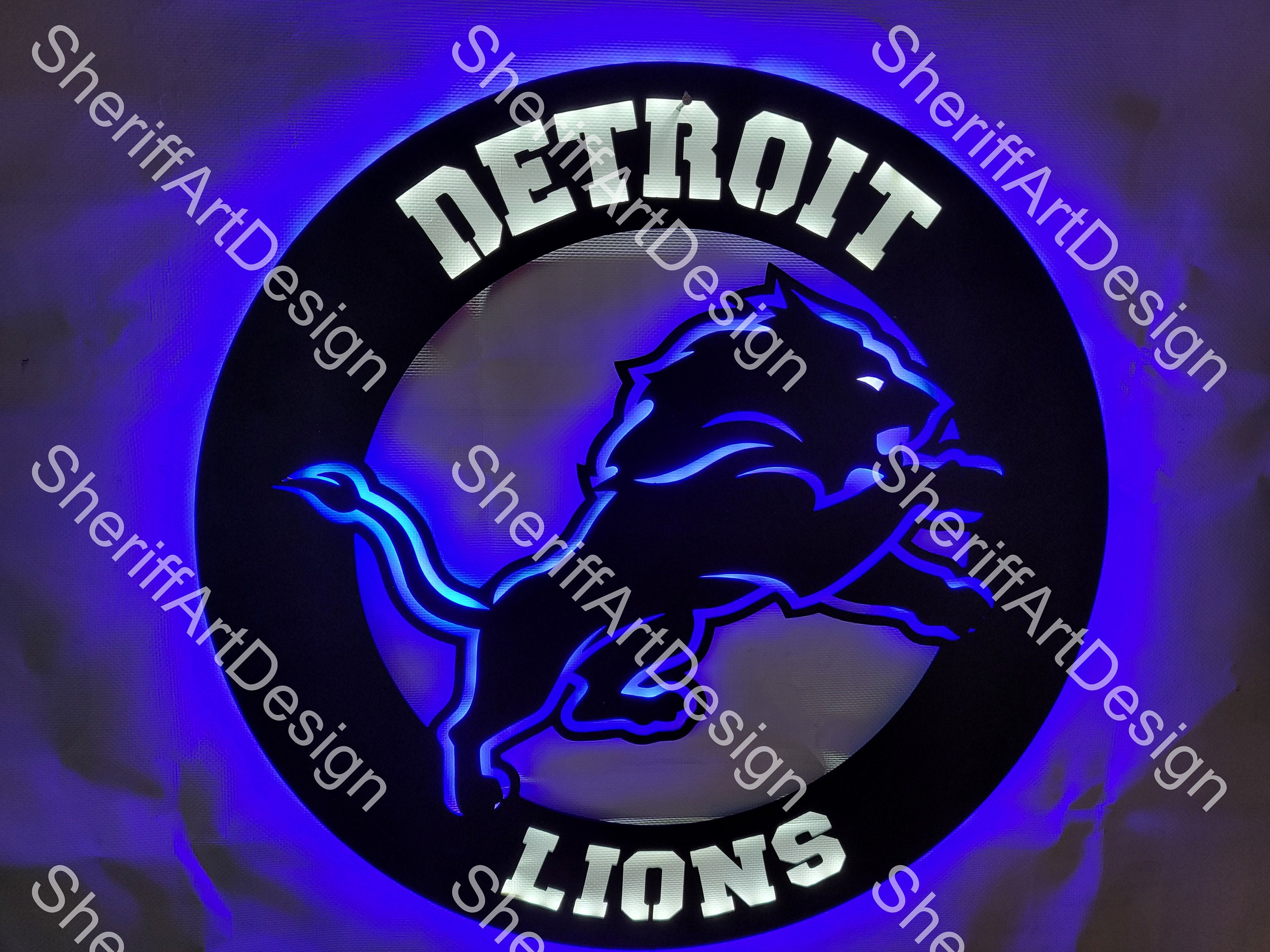Detroit Lions, American Football Team Sign,steel Led Sign, Mancave ...