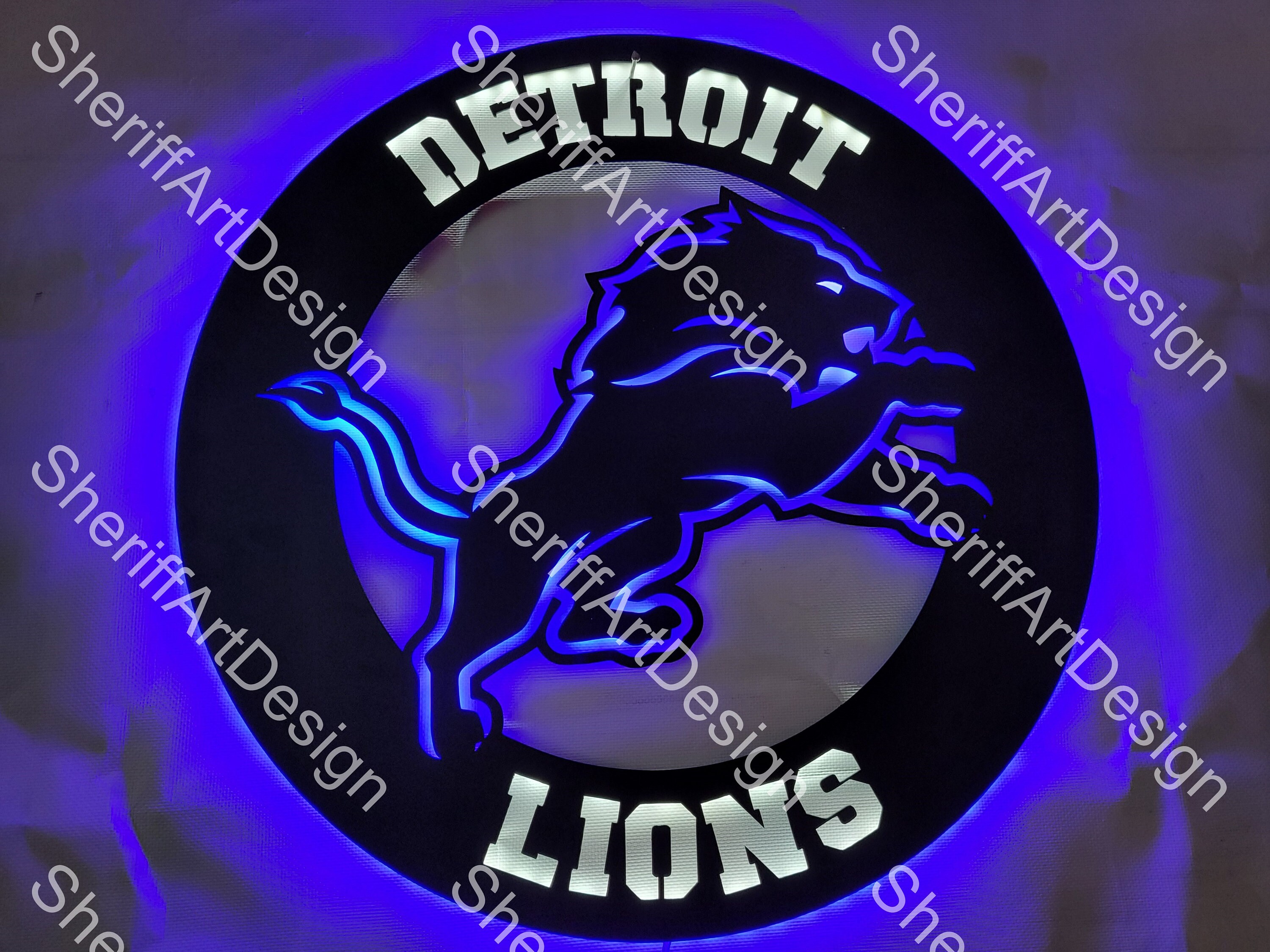 Detroit Lions, American Football Team Sign,steel Led Sign, Mancave ...