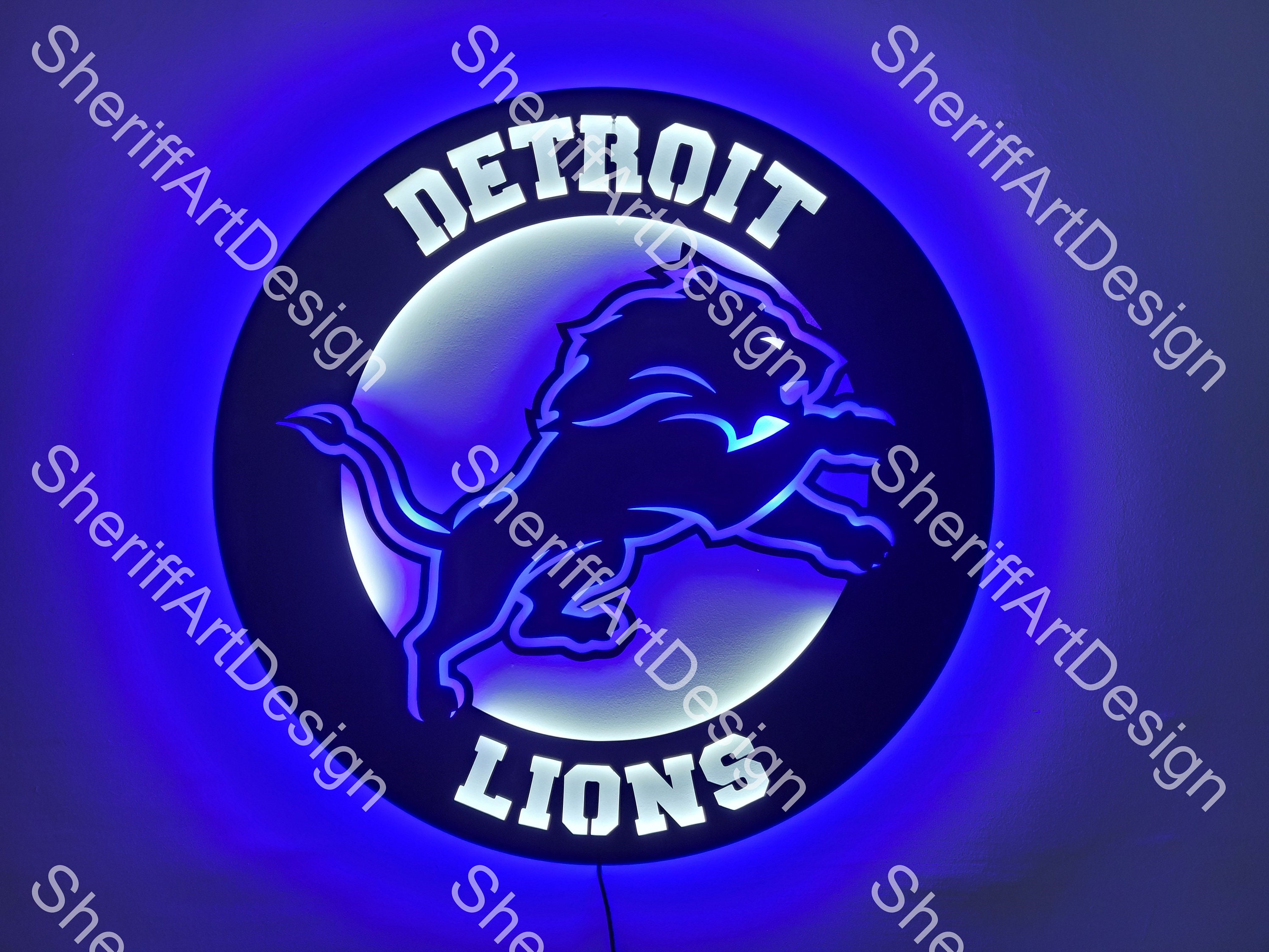 Detroit Lions, American Football Team Sign,steel Led Sign, Mancave ...