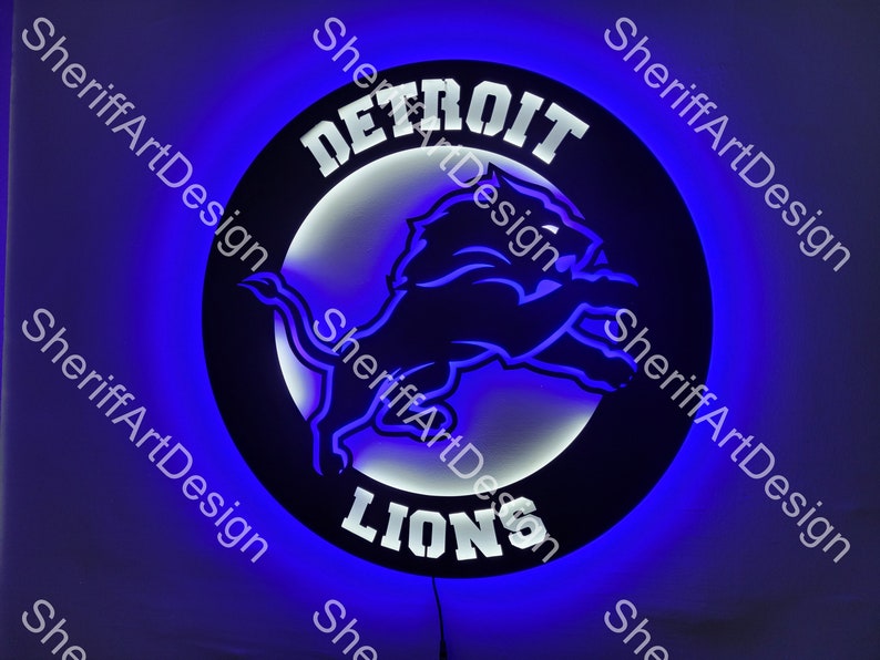 Detroit Lions, American Football Team Sign,steel Led Sign, Mancave ...