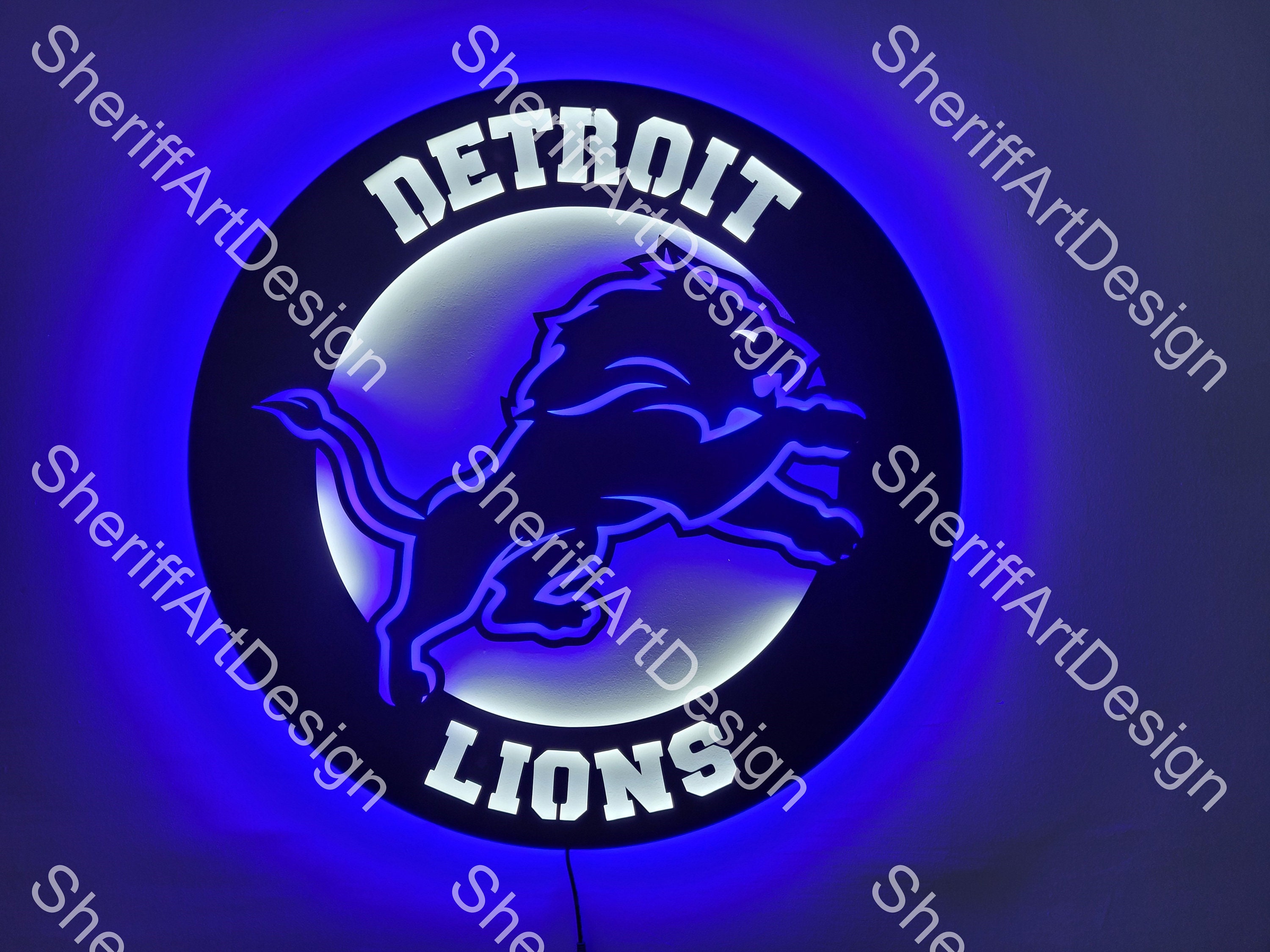 Detroit Lions, American Football Team Sign,steel Led Sign, Mancave ...