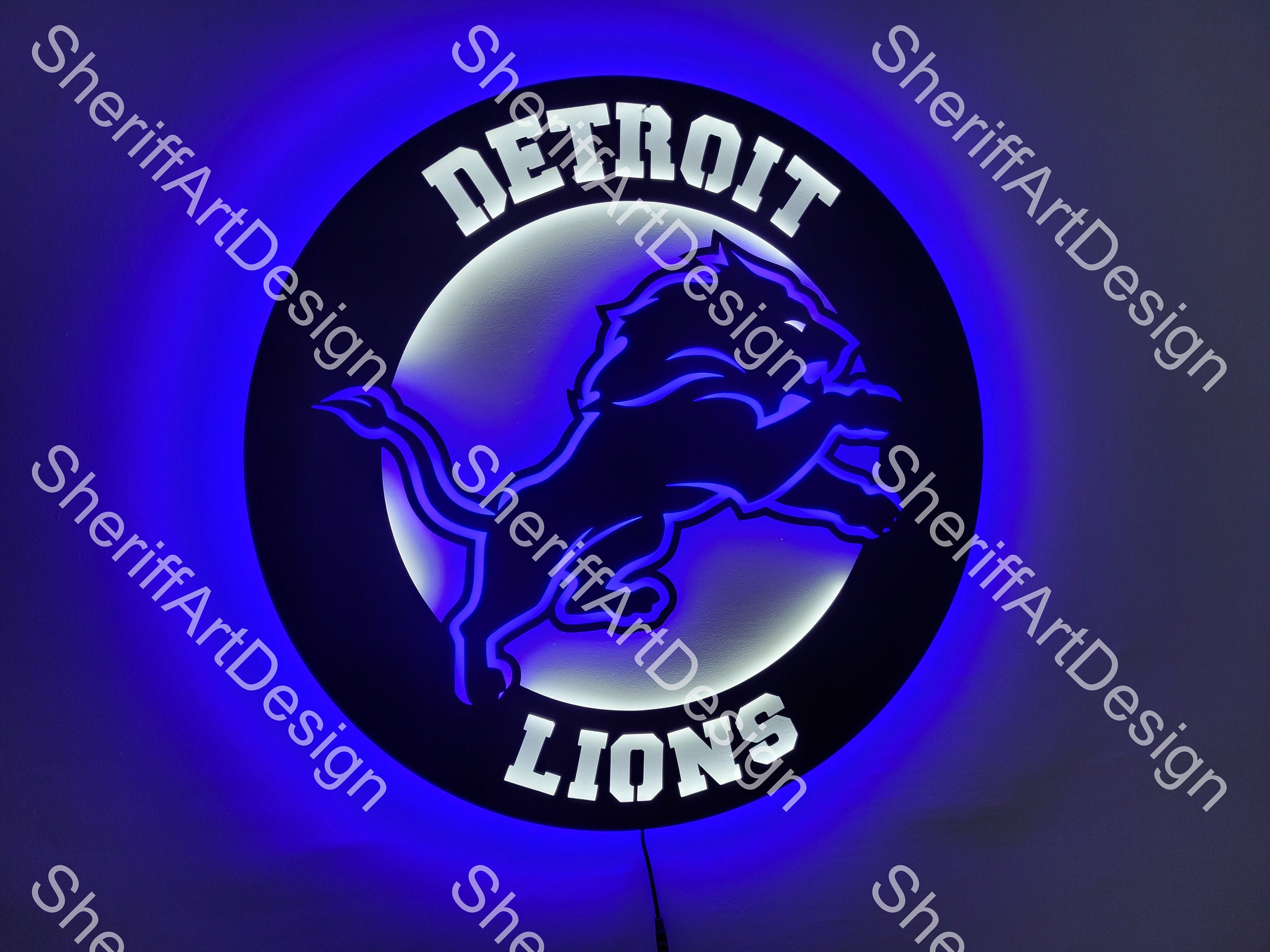 Detroit Lions, American Football Team Sign,steel Led Sign, Mancave ...