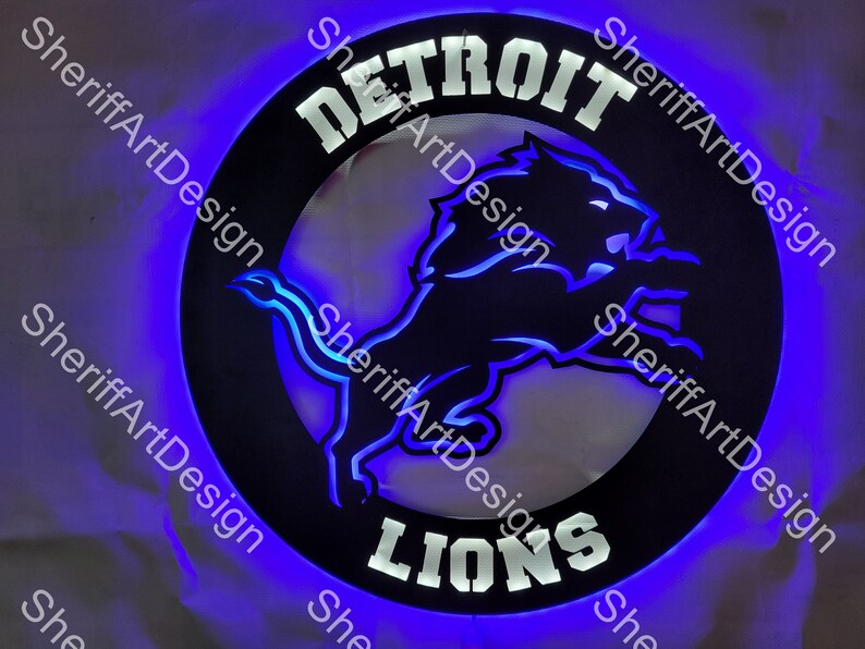 Detroit Lions, American Football Team Sign,steel Led Sign, Mancave ...