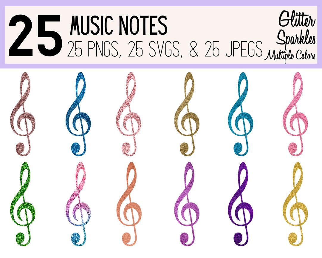 MUSIC NOTES | 25 Pngs, 25 Svgs, & 25 Jpegs for All Your Canva, Crafting ...