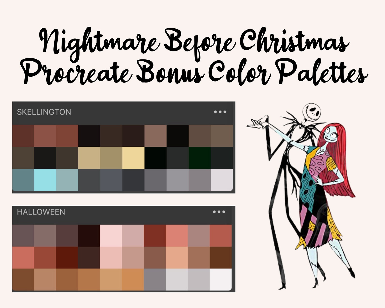 The Nightmare Before Christmas Procreate Color Palette Swatches - Etsy