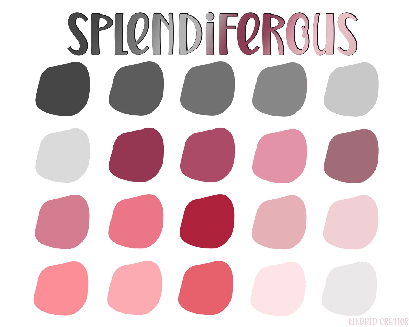 SPLENDIFEROUS PROCREATE PALETTE Red, Grey aka Gray, Dark, Tones, Colors ...