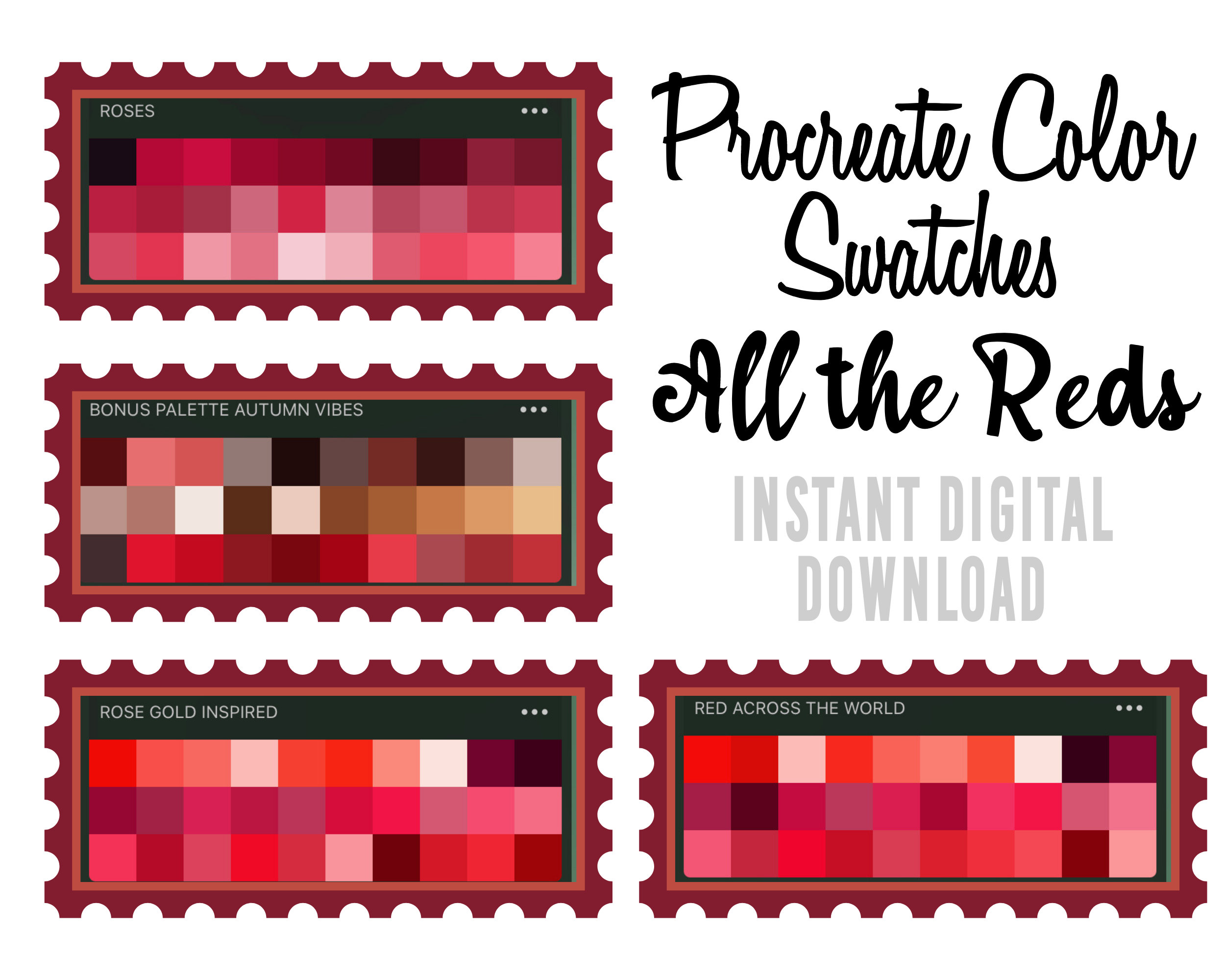 Red Procreate Color Palette 10 Swatches iPad Creating Procreate Tools ...