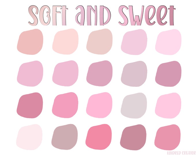 SOFT AND SWEET Procreate Color Palette | Pinks, Pastels, Light, Bright ...