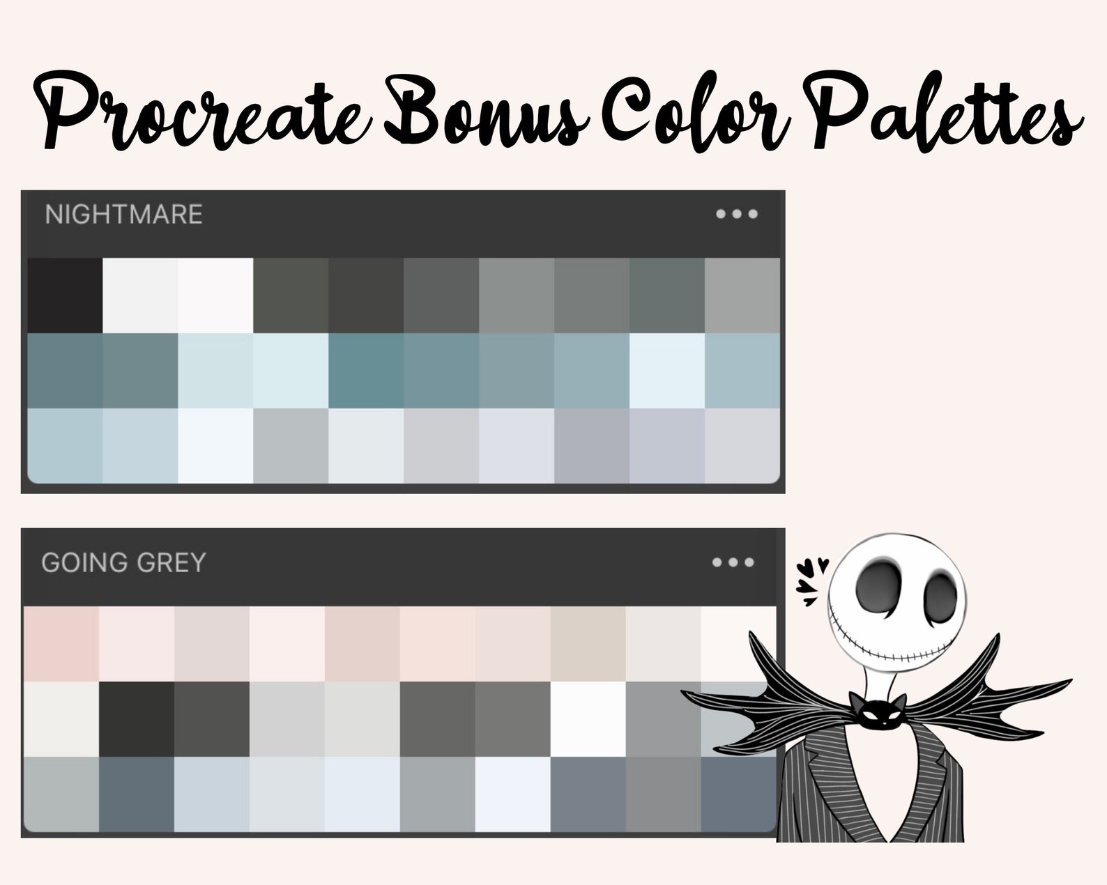 The Nightmare Before Christmas Procreate Color Palette Swatches - Etsy