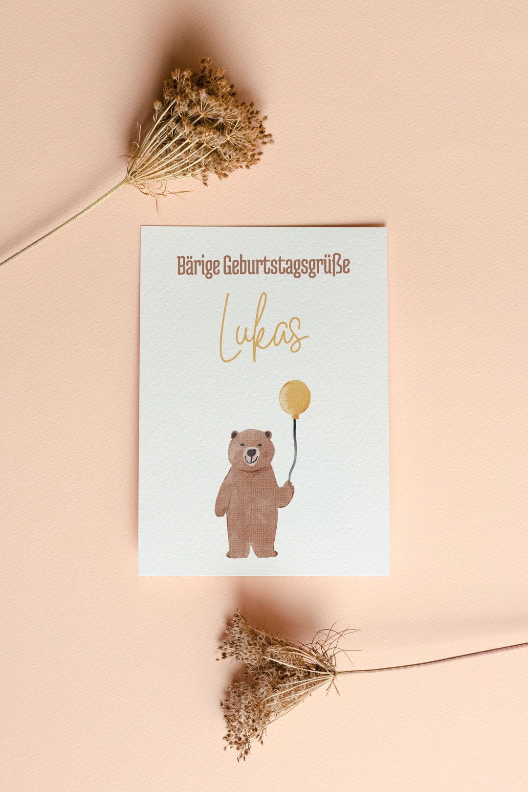 Bearish Birthday Greetings With Teddy Bear and Bale Motif Personalized ...