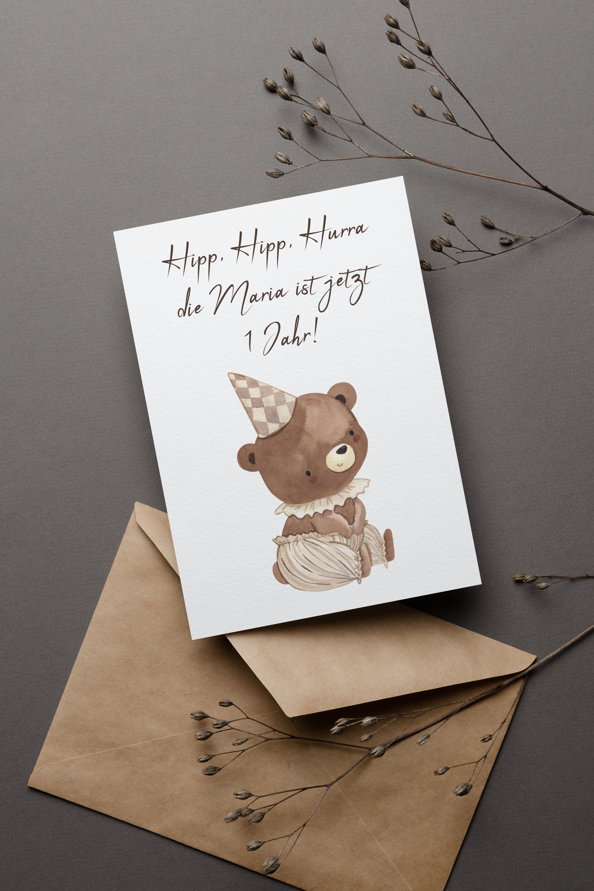 Hipp Hipp Hurra Birthday Card With Year and Name - Etsy