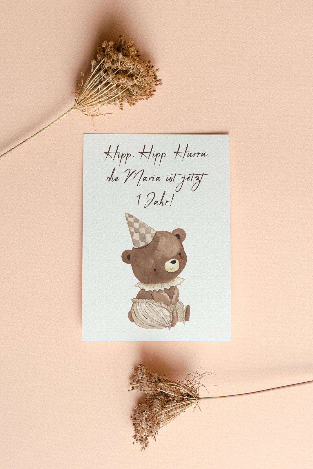 Hipp Hipp Hurra - Birthday Card With Year and Name - Etsy
