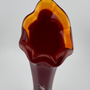 Fenton Ruby Red Bud Vase: Hand-painted Roses, Signed Freda Hubbard, UV ...