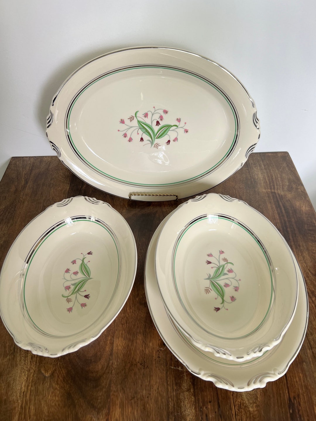 Vintage 4 Pc. Serving Set by Old Ivory Syracuse NY in Pattern Coralbel ...
