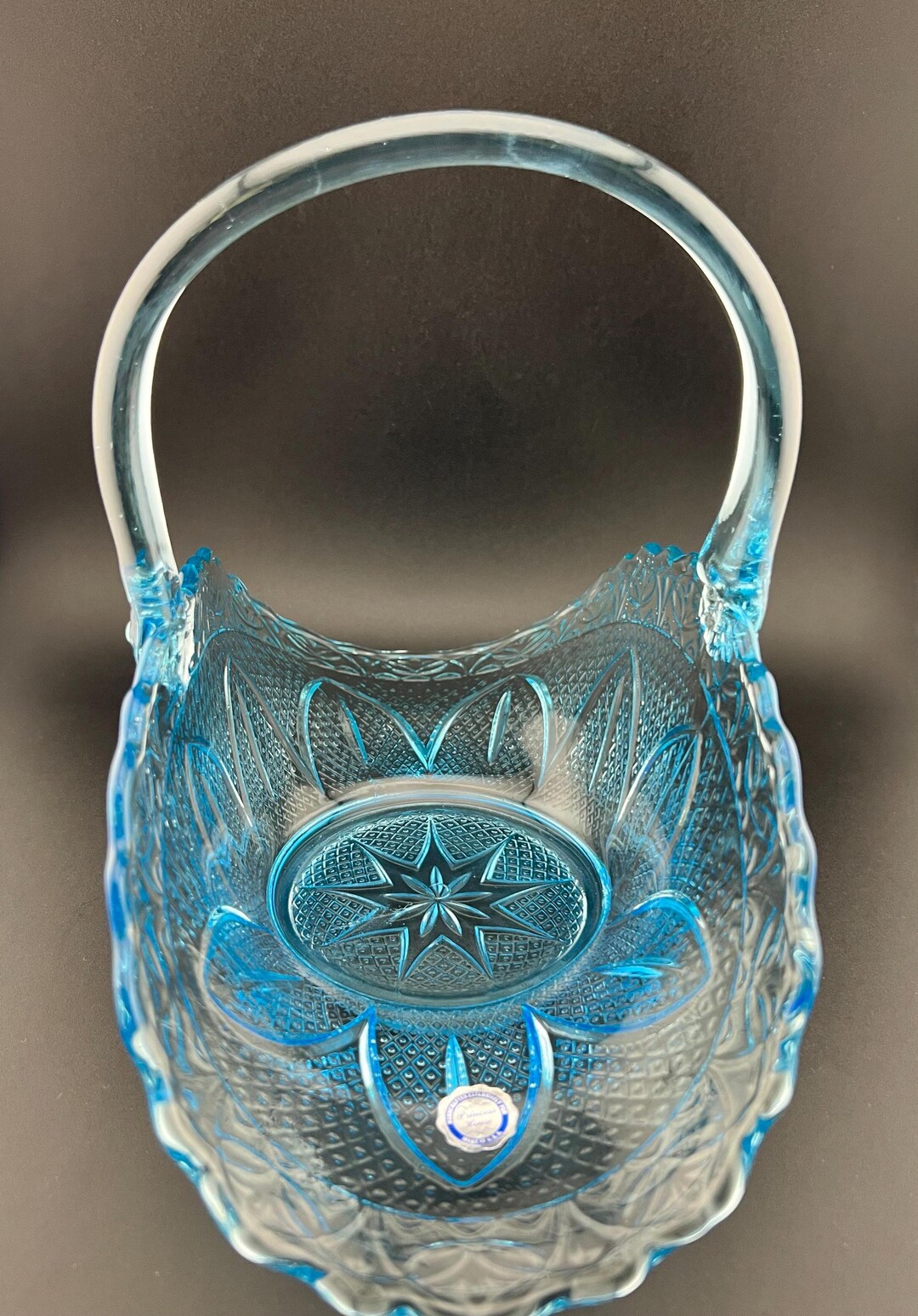 Fenton Princess House Ice Blue Glass Basket, Collectible Glass Basket ...