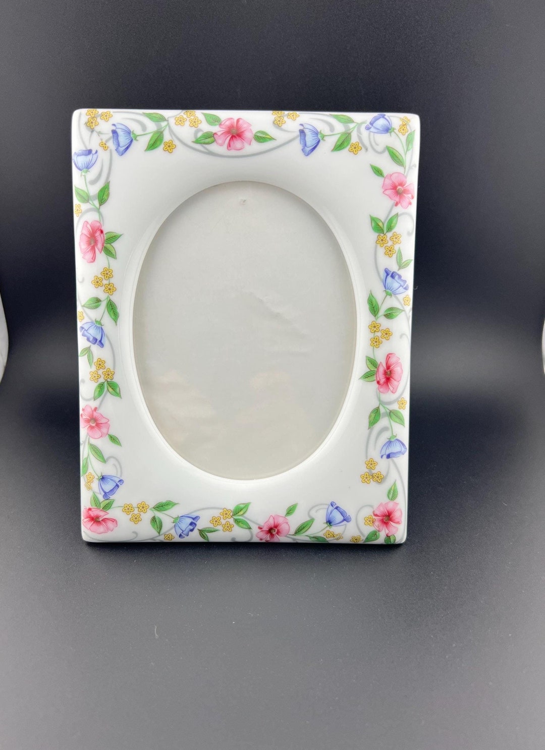 Vintage Porcelain Picture Frame With Flowers, Quality Craftsmanship ...