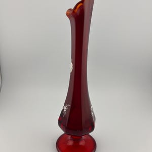 Fenton Ruby Red Bud Vase: Hand-painted Roses, Signed Freda Hubbard, UV ...