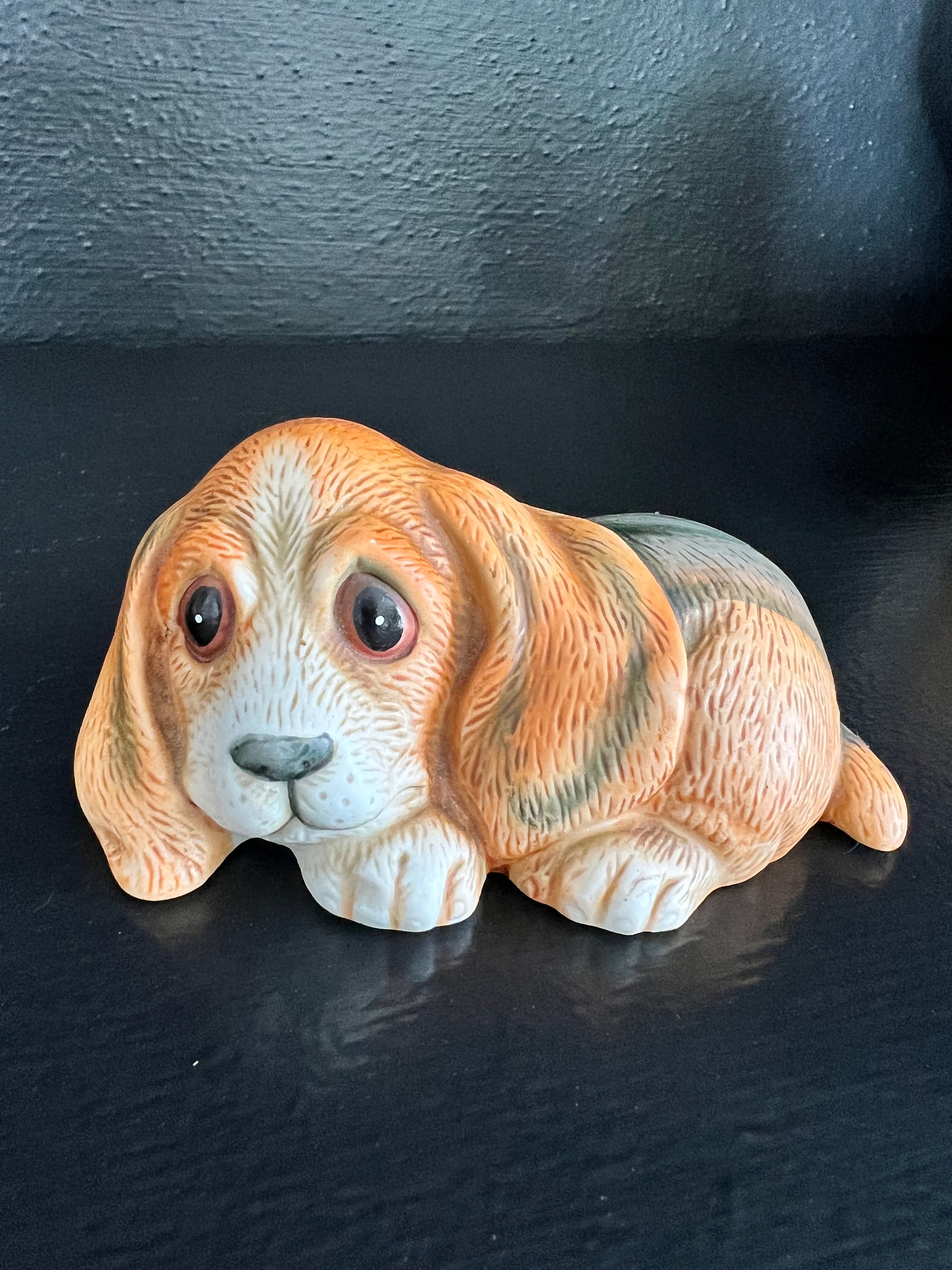 Trio of Homco Basset Hound Figurines, Retro Ceramic Dog Statues, Hand ...