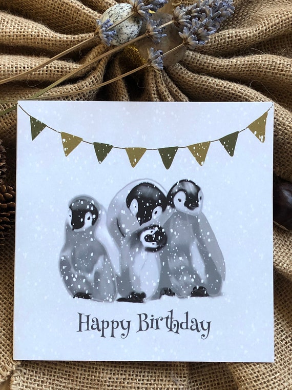 Penguins Birthday Cards Cute Animals Birthday Cards - Etsy