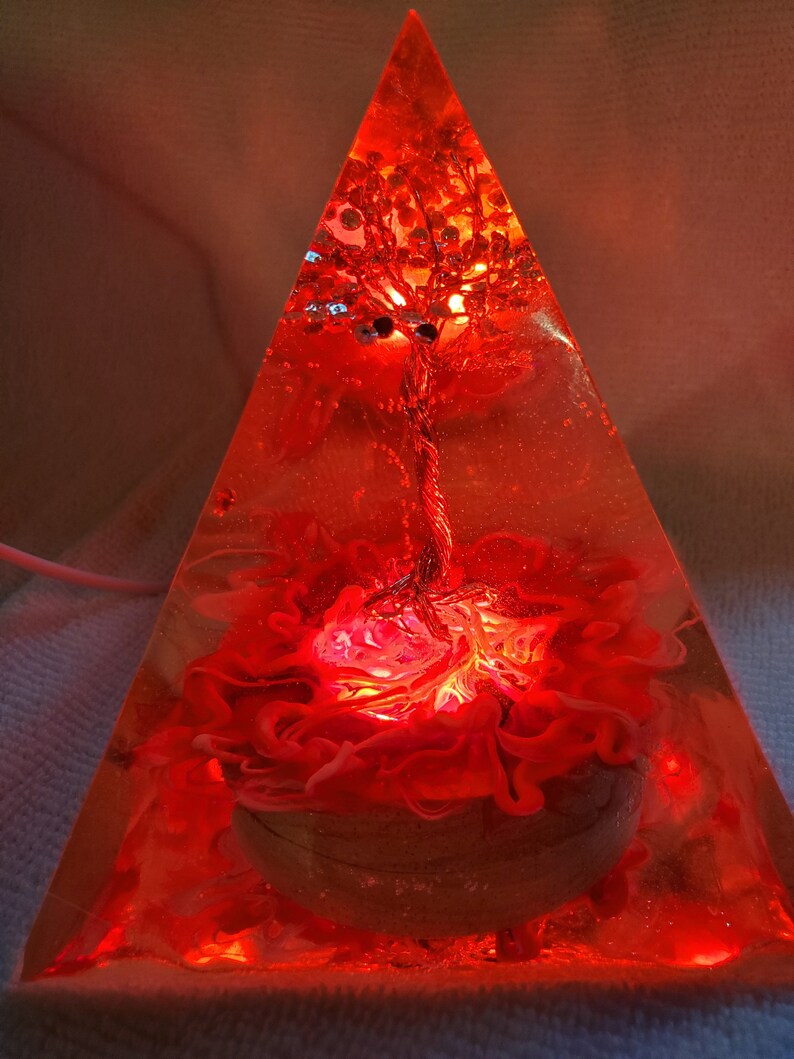 Resin Lamp, Pyramid Night Light, Tree With Swirl, - Etsy