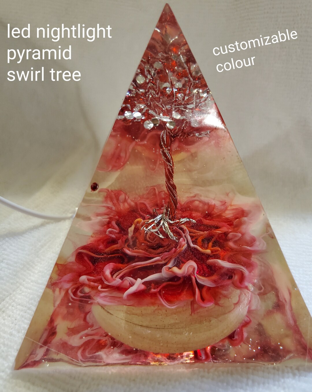 Resin Lamp, Pyramid Night Light, Tree With Swirl, - Etsy