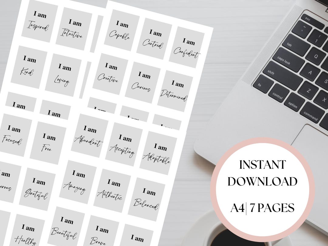 Grey Vision Board Cards Printable. 63 Ready to Use Positive Quote Cards ...