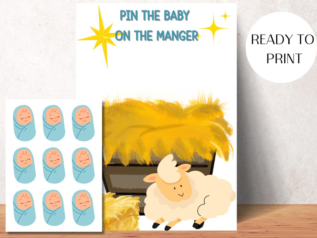 Pin the Baby on the Manger Party Printable, Kids Christmas Game ...