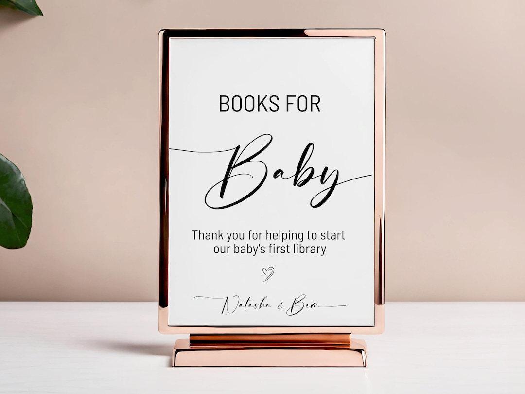Editable Books for Baby Sign, MINIMALIST Baby Shower Template Sign ...