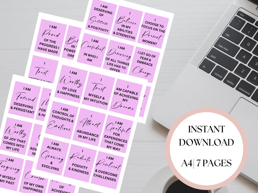 Pink Affirmation Cards Printable. 63 Ready to Use Affirmation Cards ...